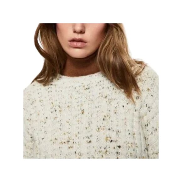 Mango | Sweaters | Nwt Mango Ribbed Cream Confetti Chunky Knit Crew ...